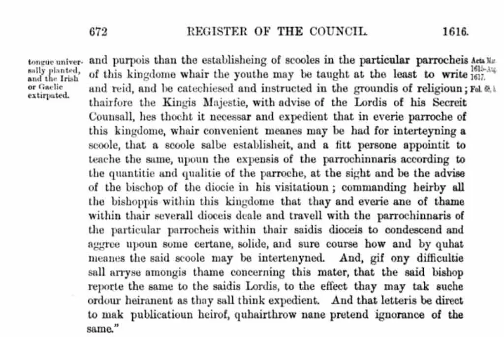 Scottish Privy Council Ordinance establishes parish schools and the ...